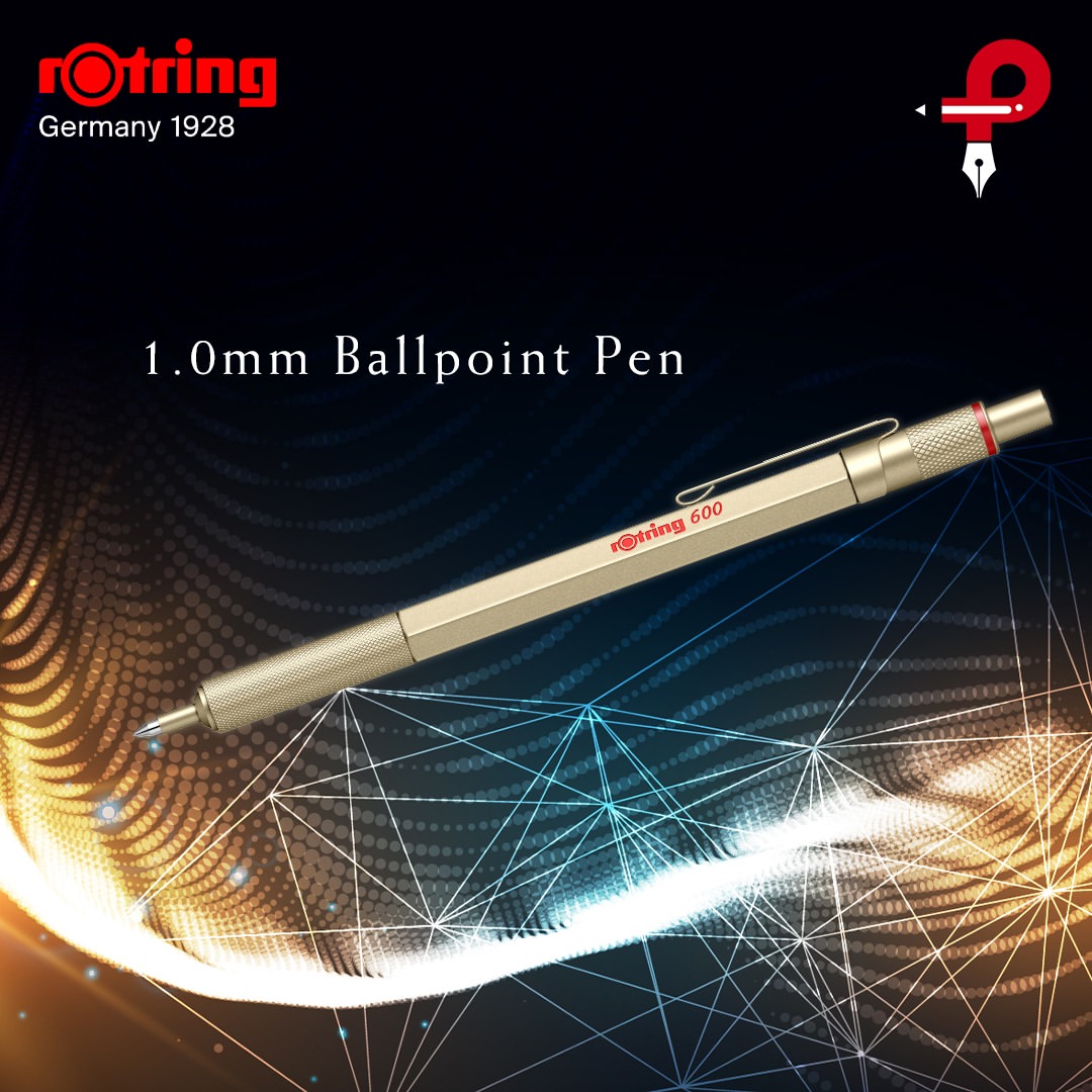 rOtring 600 Gold Ballpoint Pen â€“ 1.0mm Tip, Premium Metal Body ...